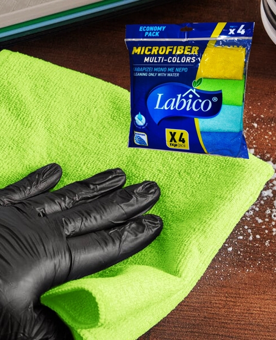 ΣΕΤ 4 ΠΑΝΙΑ ΚΑΘΑΡΙΣΜΟΥ MICROFIBER ECO LABICO 40x40cm :: hobostore